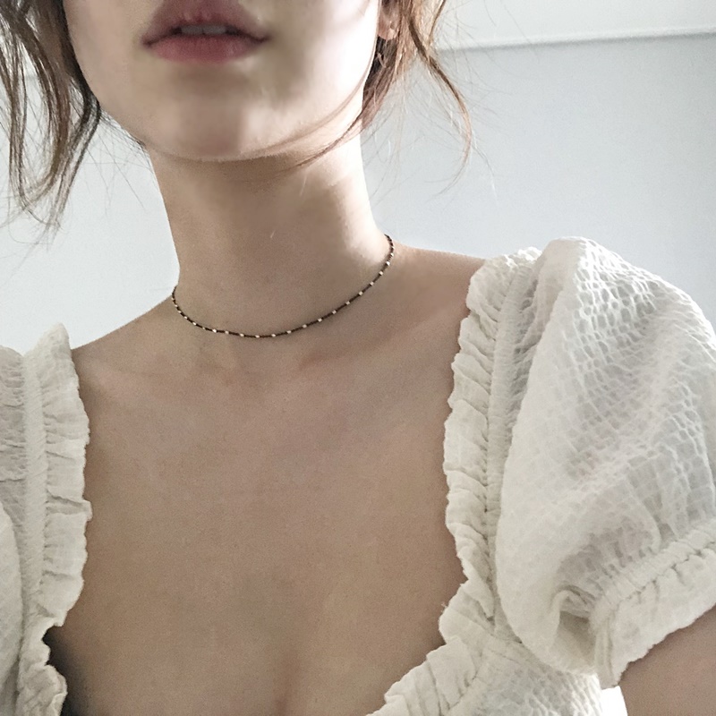 블랙 보니 초커 목걸이 925실버블랙도금 76650원 아몬즈 주얼리