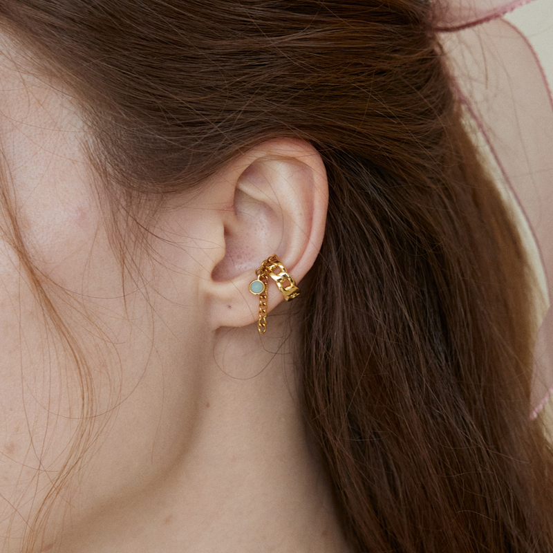 Gemstone point drop gold earcuff | 32,300원 | 아몬즈 주얼리