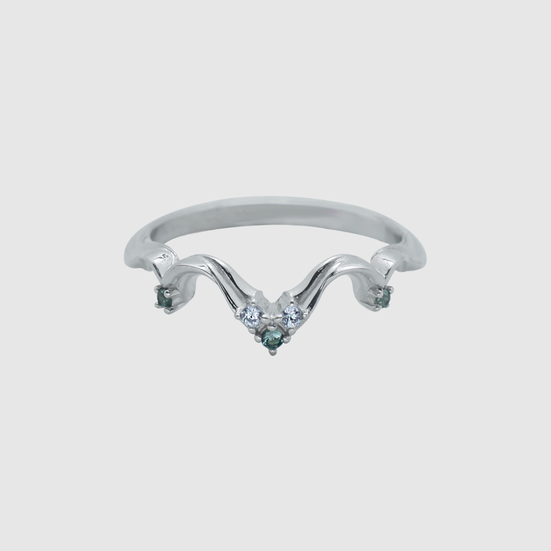 Wave leaf miss ring 웨이브 리프 미스링(그린 투어멀린) | 78,000원 | 아몬즈 주얼리