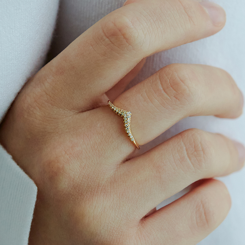 실버925 V라인 큐빅 반지 | 35,370원 | 아몬즈 주얼리