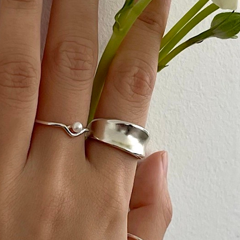 Matt curve ring 볼드 핸드메이드 반지 (실버925) | 78,300원 | 아몬즈 주얼리