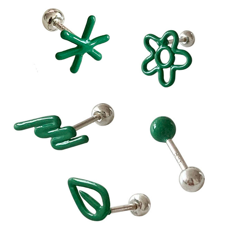 Rainbow doodle piercing (Green) | 19,000원 | 아몬즈 주얼리