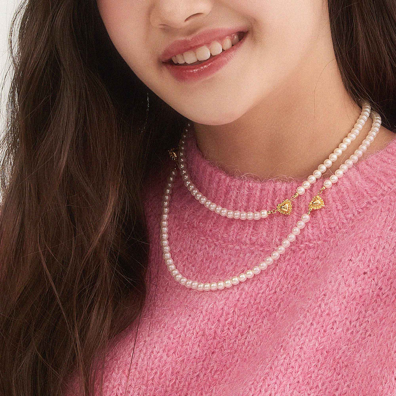 레이스 하트 롱 펄 네크리스 | 59,000원 | 아몬즈 주얼리